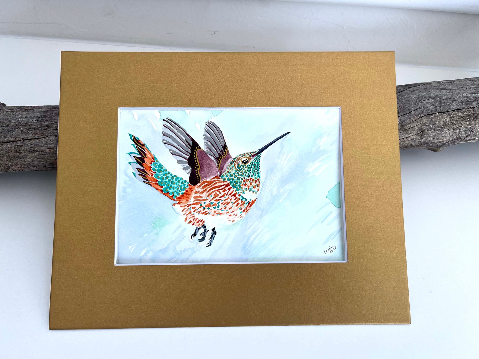 Blinged Hummingbird Original Watercolor Painting Art - Etsy