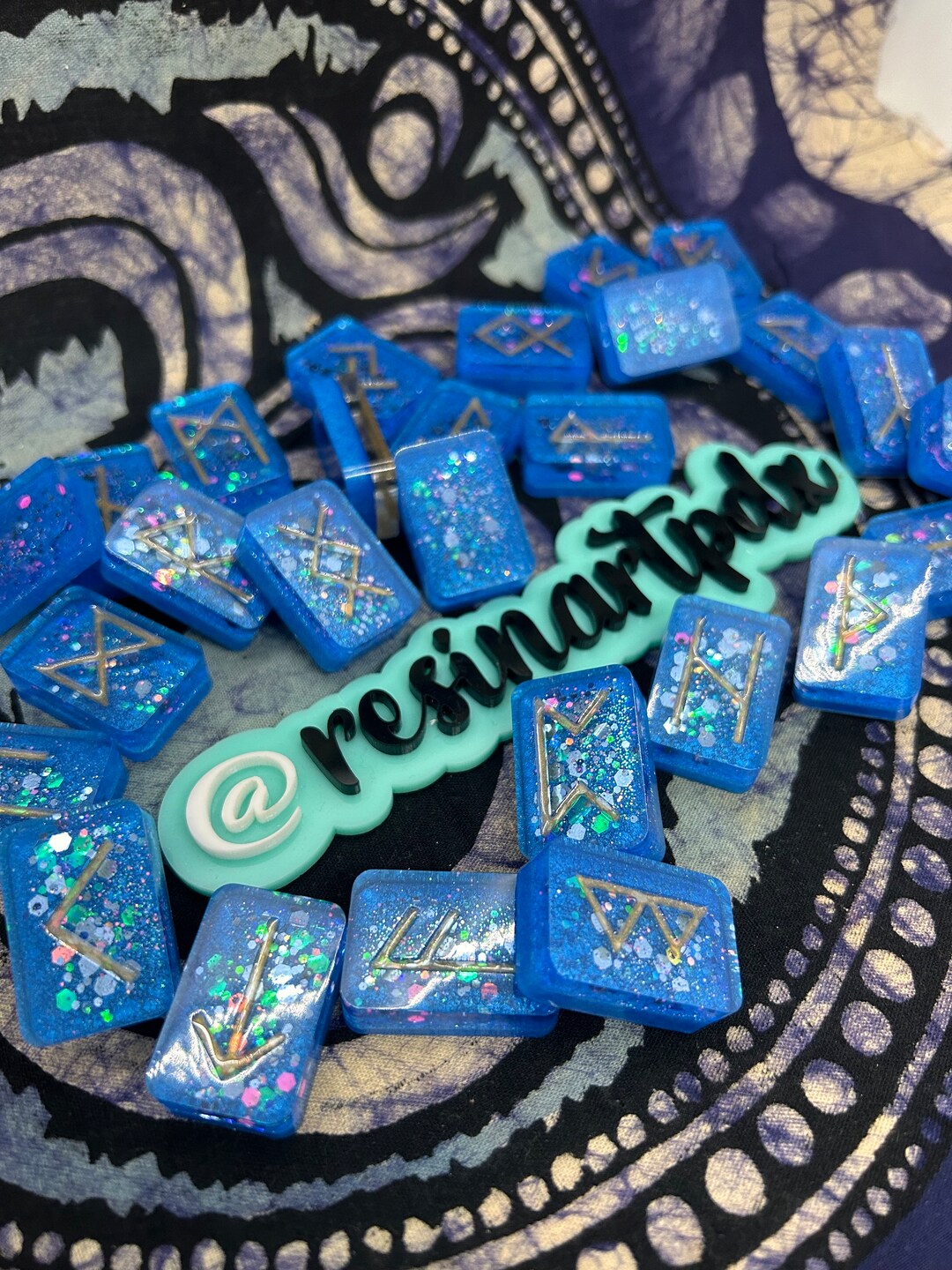 Secular Witch Casting Runes, Epoxy Resin Scrying & Divination Stones ...