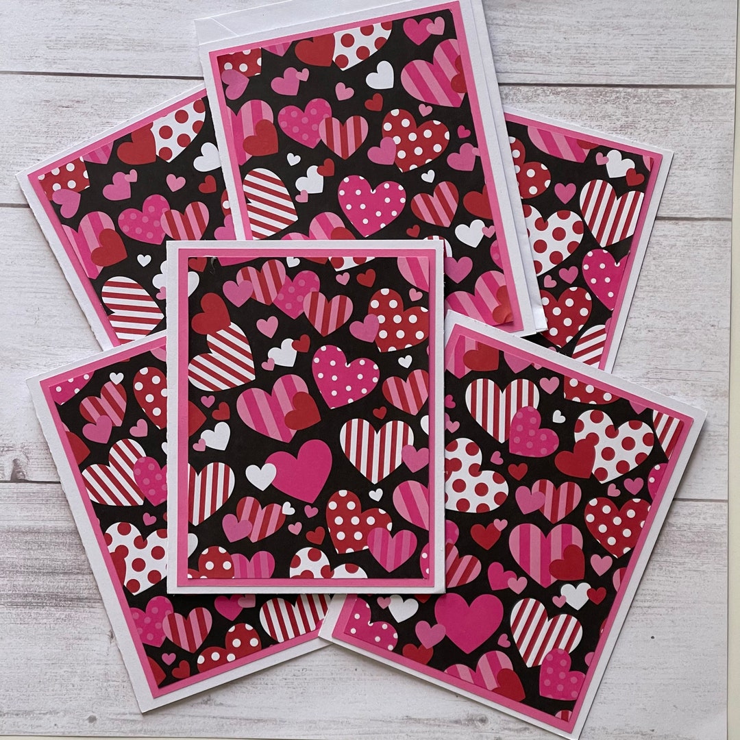 Valentine Note Cards Heart Note Cards Set of 10 Handmade - Etsy