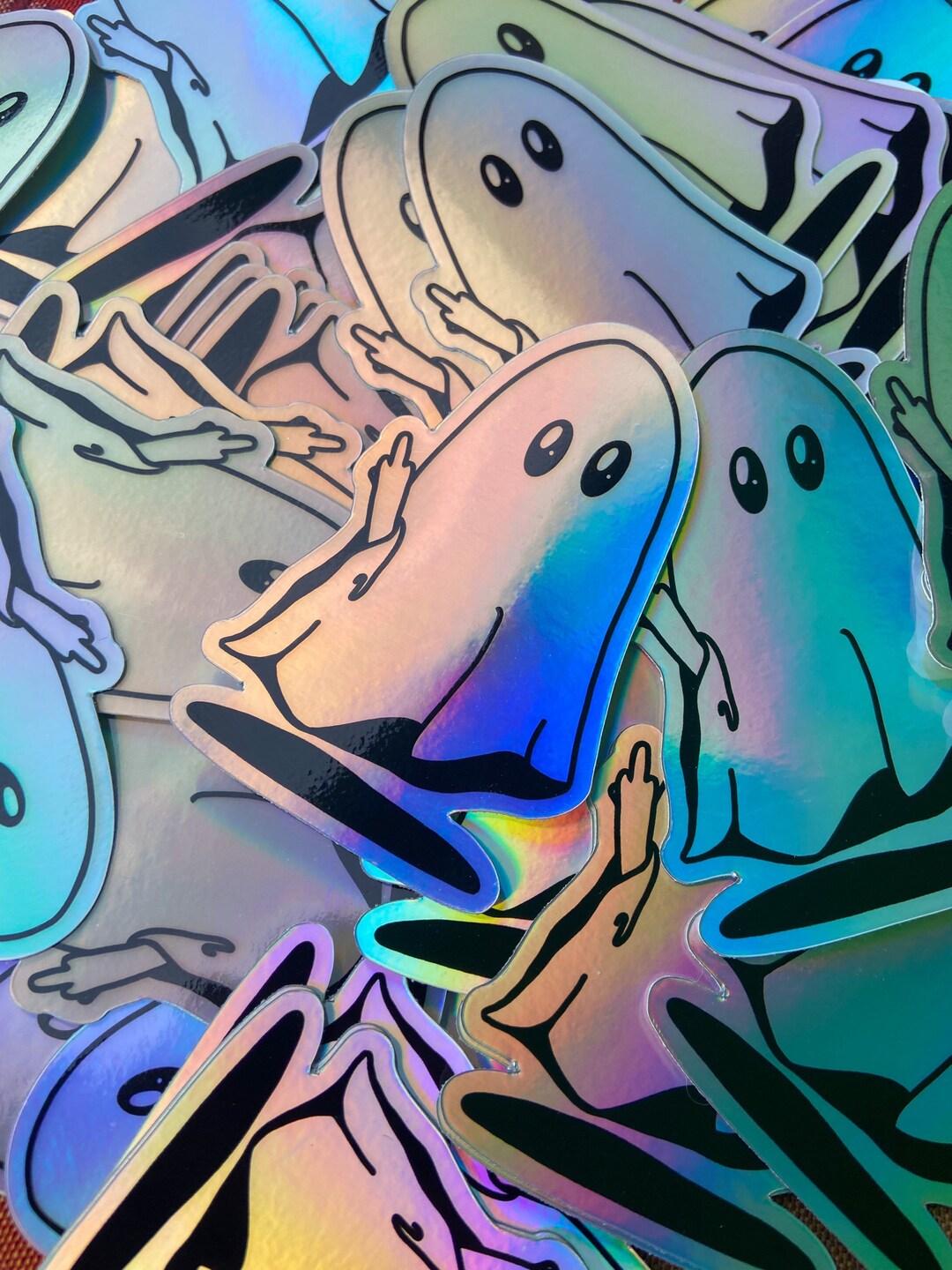 Middle Finger Ghost Holo Sticker - Etsy