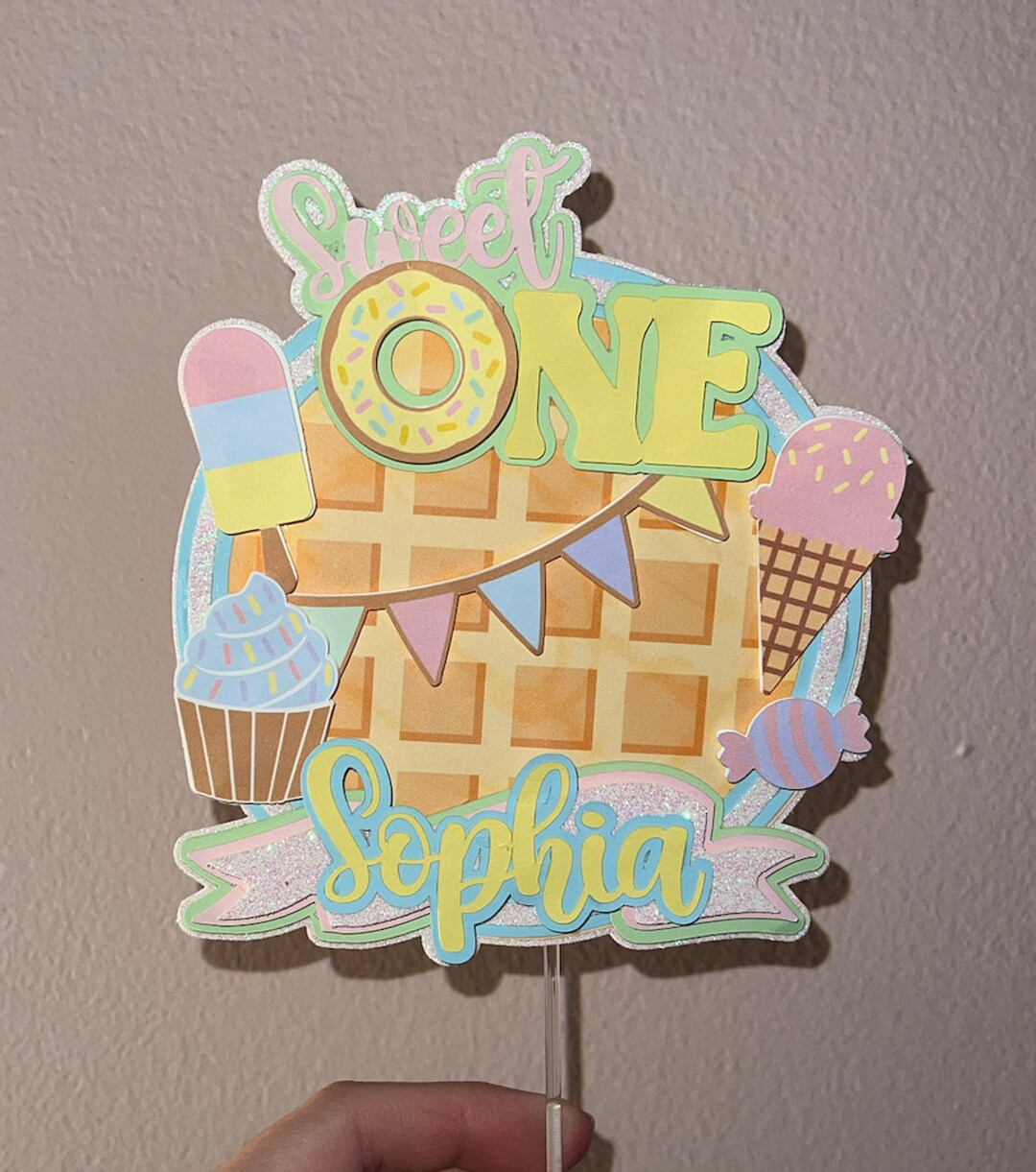 Sweet One Cake Topper, First Birthday Cake Topper, Ice Cream Cake ...