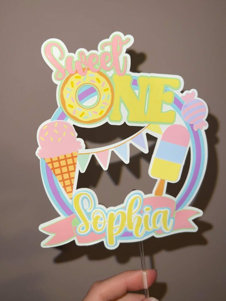 Sweet One Cake Topper, First Birthday Cake Topper, Ice Cream Cake ...