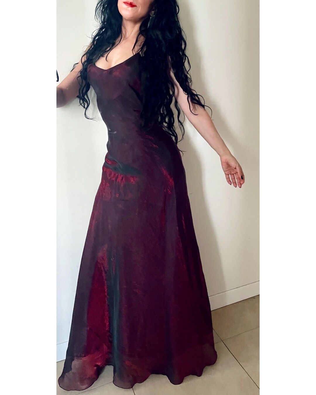 2000s European Vampire Goth Metallic Mesh Red Gown - Etsy UK
