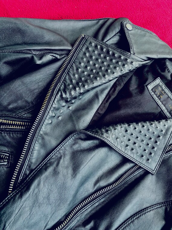 Zara - Early 2000s studded biker leather jacket - Gem