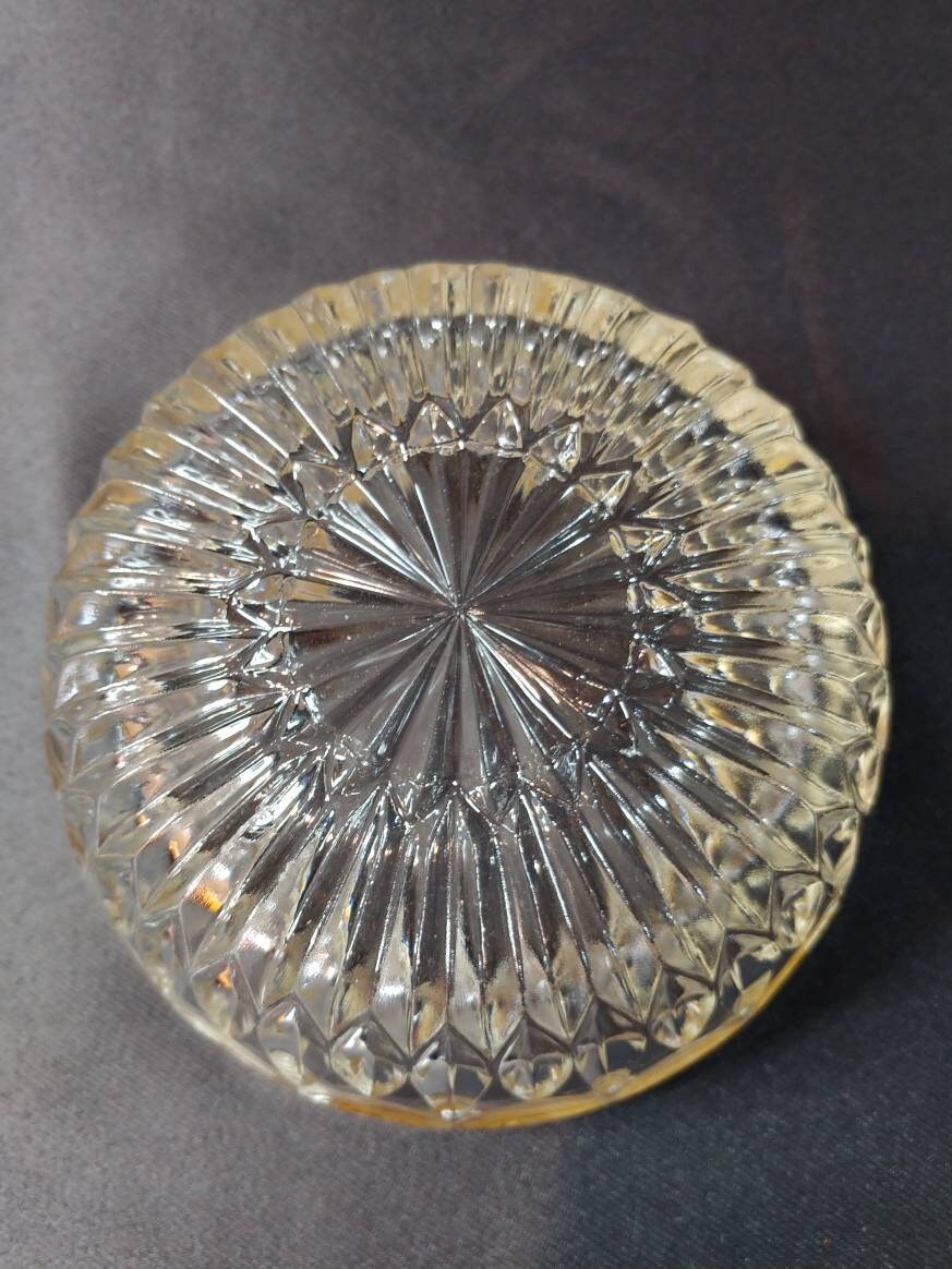Vintage Cut Glass Optic Candy Bowl With Silver Tone Metal Rim - Etsy