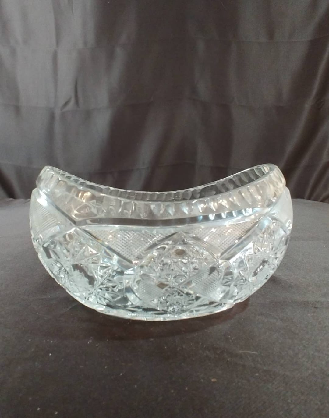 Vintage Toscany Hand-cut Lead Crystal Canoe-shaped Bowl, Star of David ...