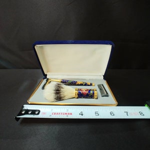 Vintage Metal Handle Shaving Set in Blue Velvet Box - Etsy