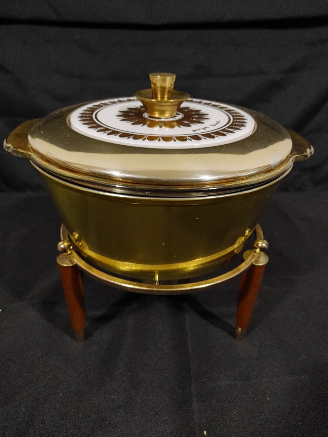 Fix-vintage George Briard Copper Chafing Dish With Fire King Glass ...