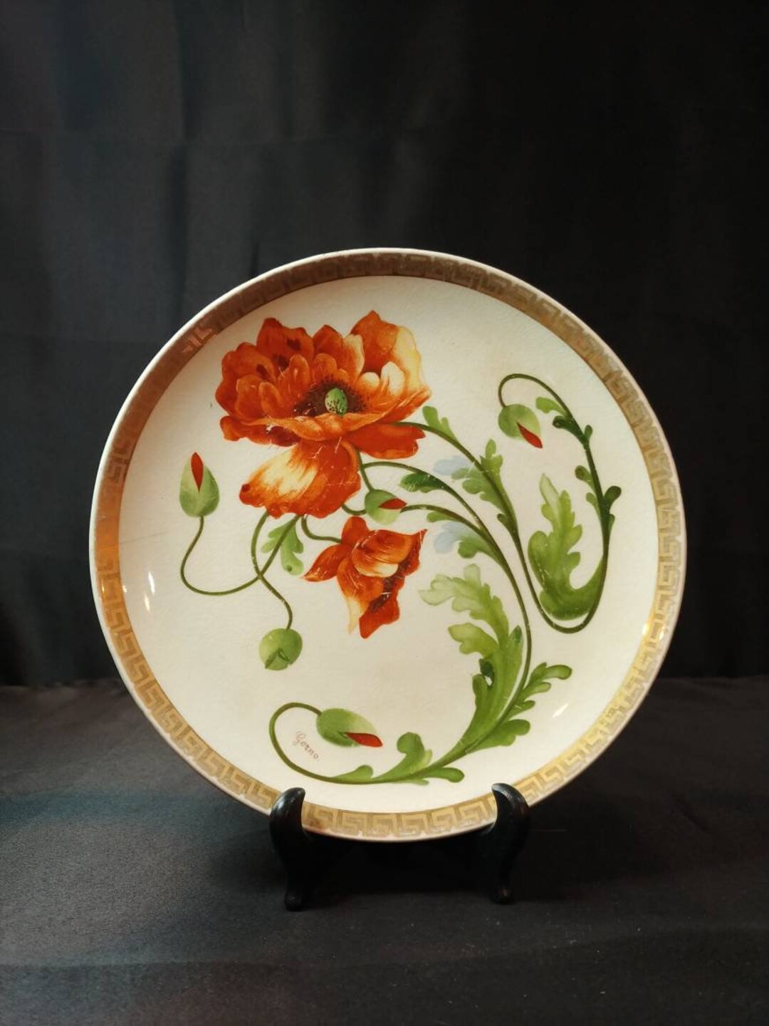 Vintage Decorative Dresden China Plate With Red Poppy - Etsy