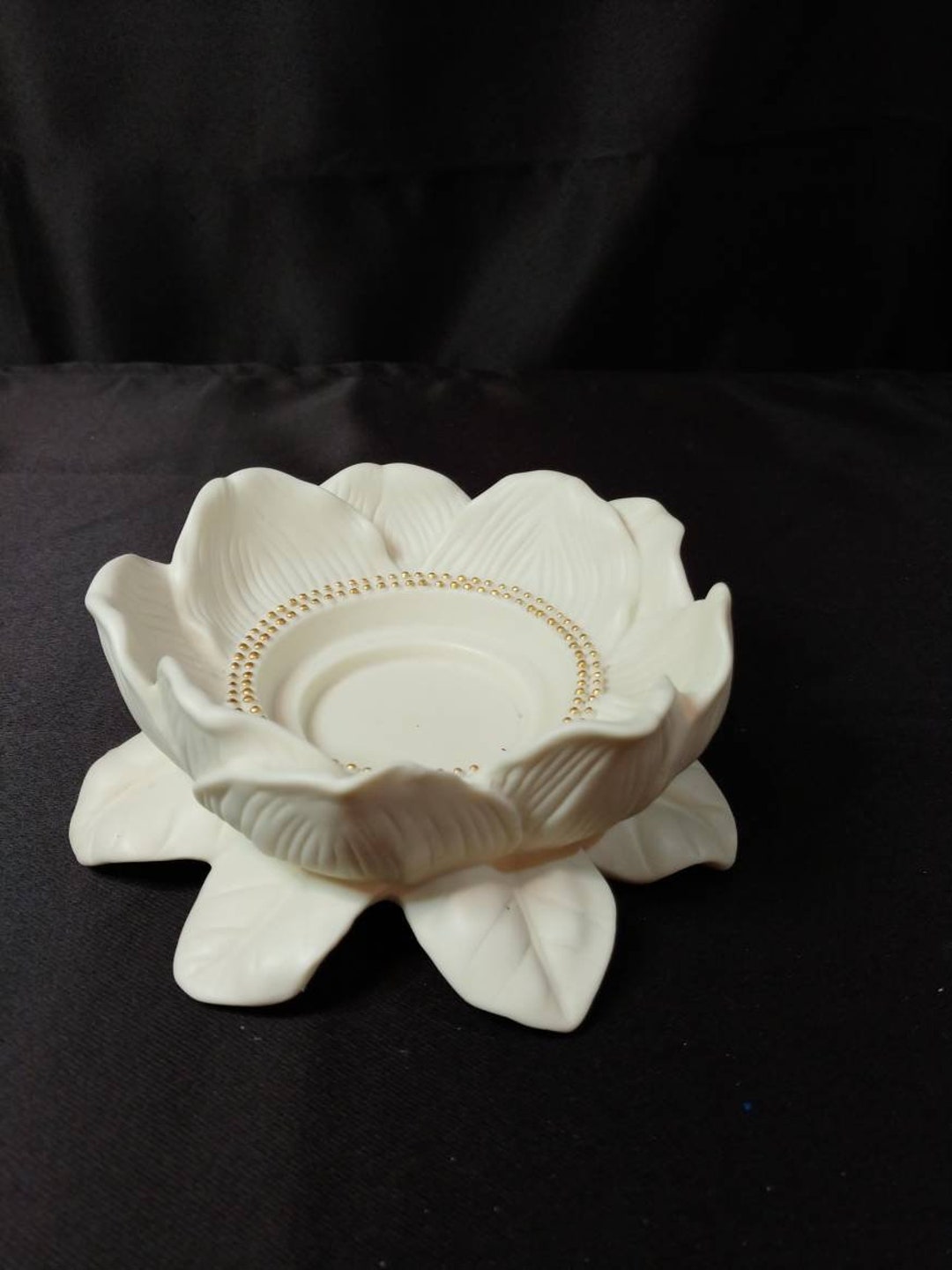 Fix-vintage Partylite Bisque Porcelain Magnolia Lotus Flower Blossom ...
