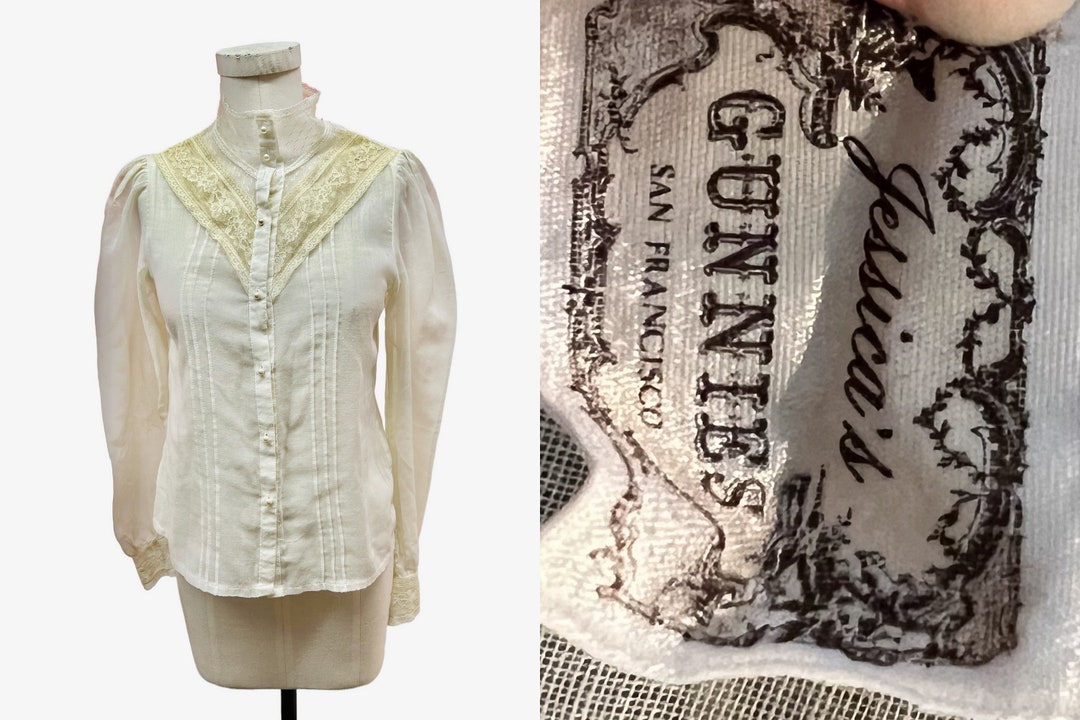 1970's Jessica's Gunnies Gunne Sax Soft Cream Batiste Cotton and Lace ...