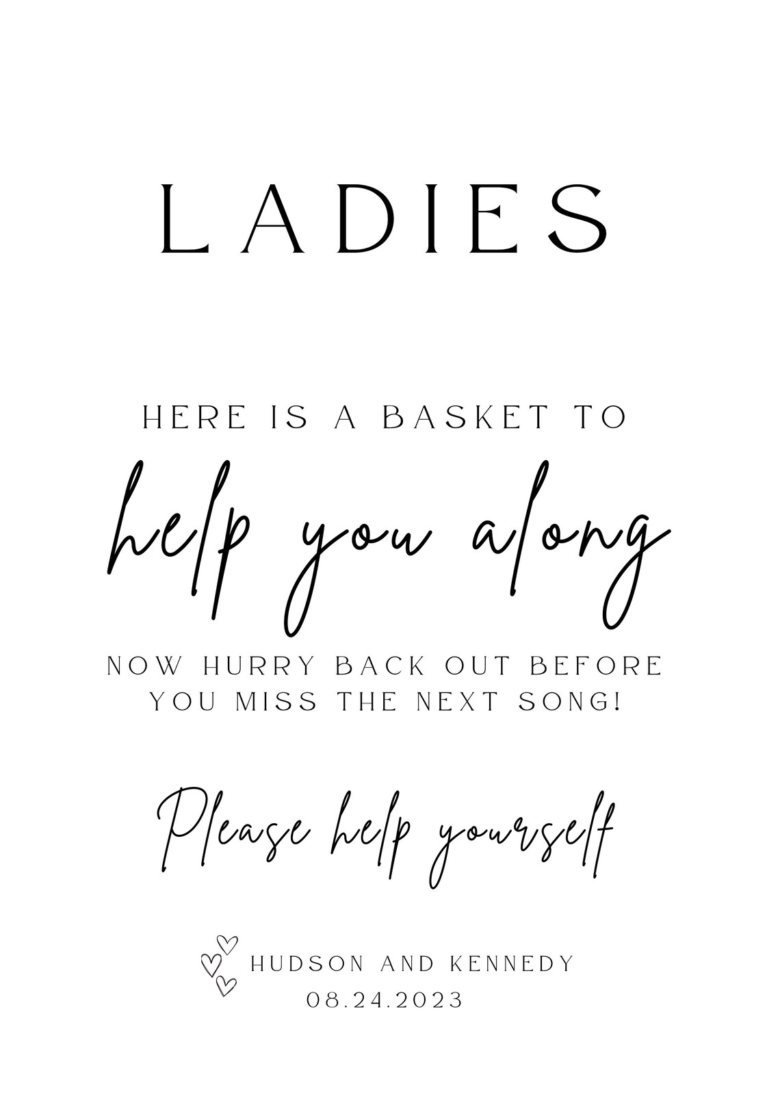 Bathroom Basket Wedding Sign Template Digital Download - Etsy