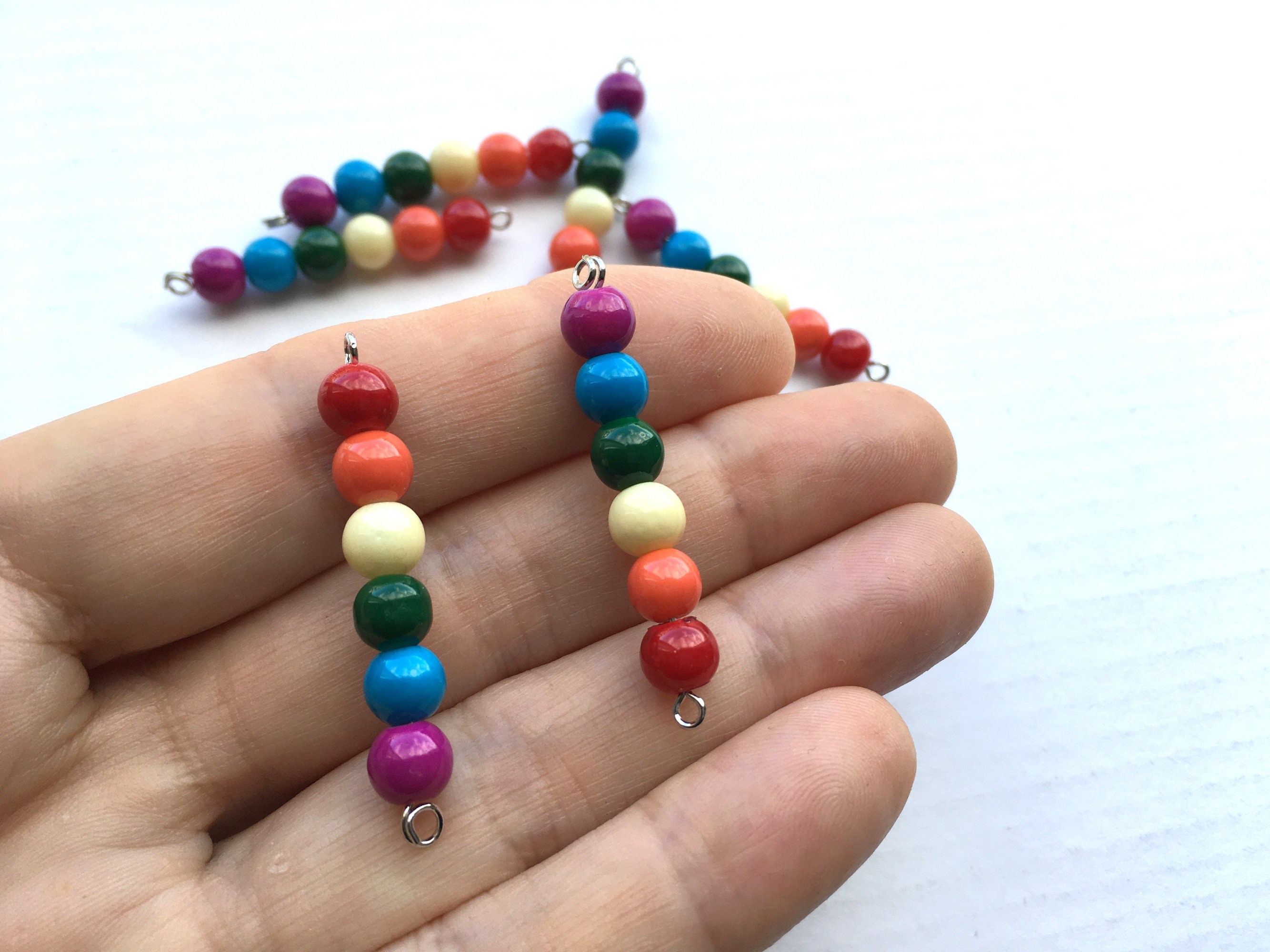 Pre-wired Bead Links in Rainbow Colors ~ Prepared Beads for Jewelers ...