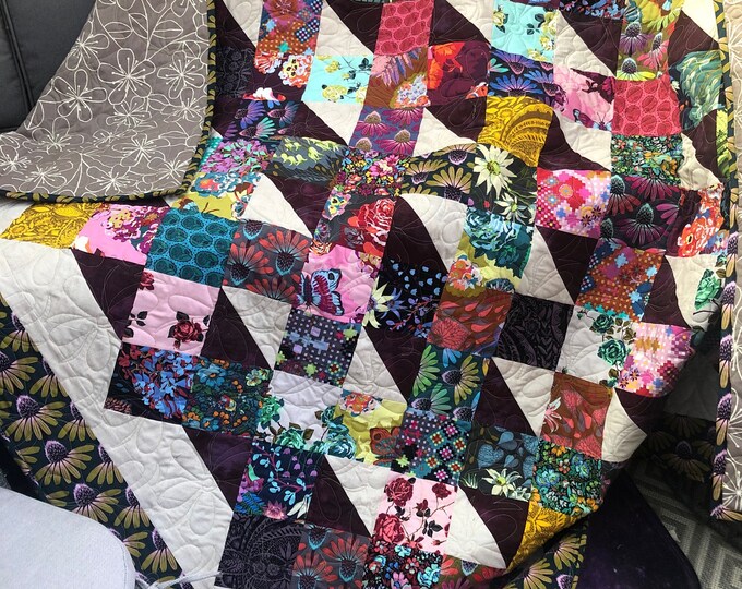 Vibrant Colored Throw Quilt - Etsy