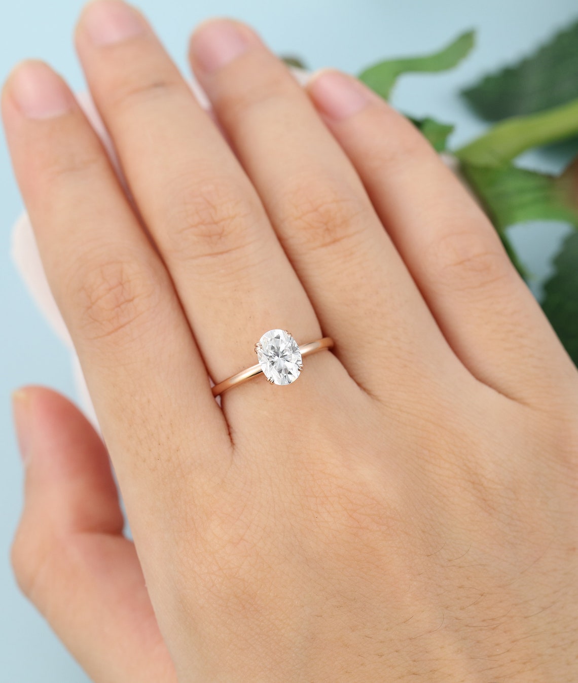Oval Moissanite Engagement Ring Set Solitaire Engagement Ring - Etsy