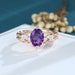 Oval Amethyst Engagement Ring Set Rose Gold Engagement Ring - Etsy
