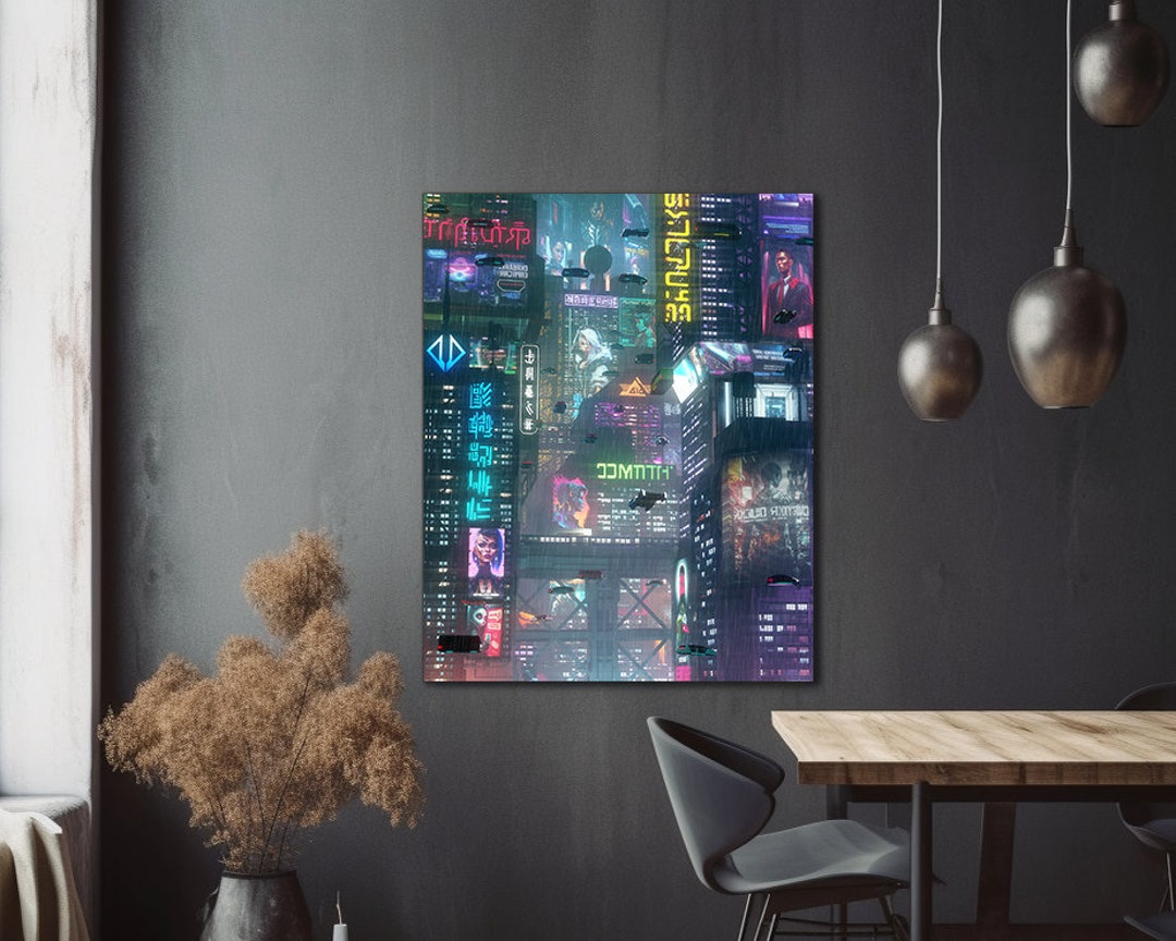 Futuristic Cyberpunk City Rainy Night Wall Art Giclee Poster Print - Ecumenopolis Series - Etsy