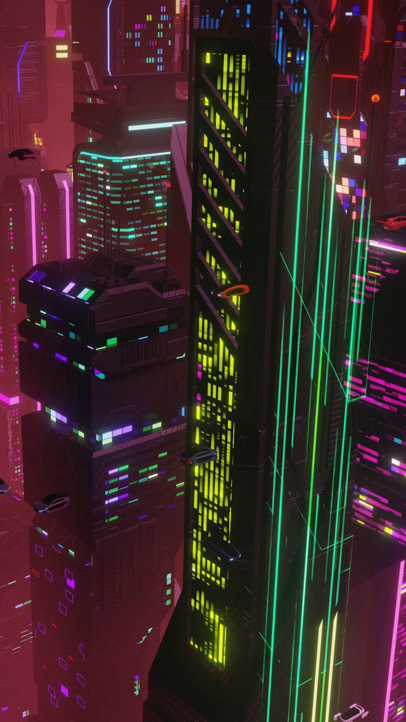 Animated Background - 3 Cyberpunk Future Cityscapes for iPhone ...