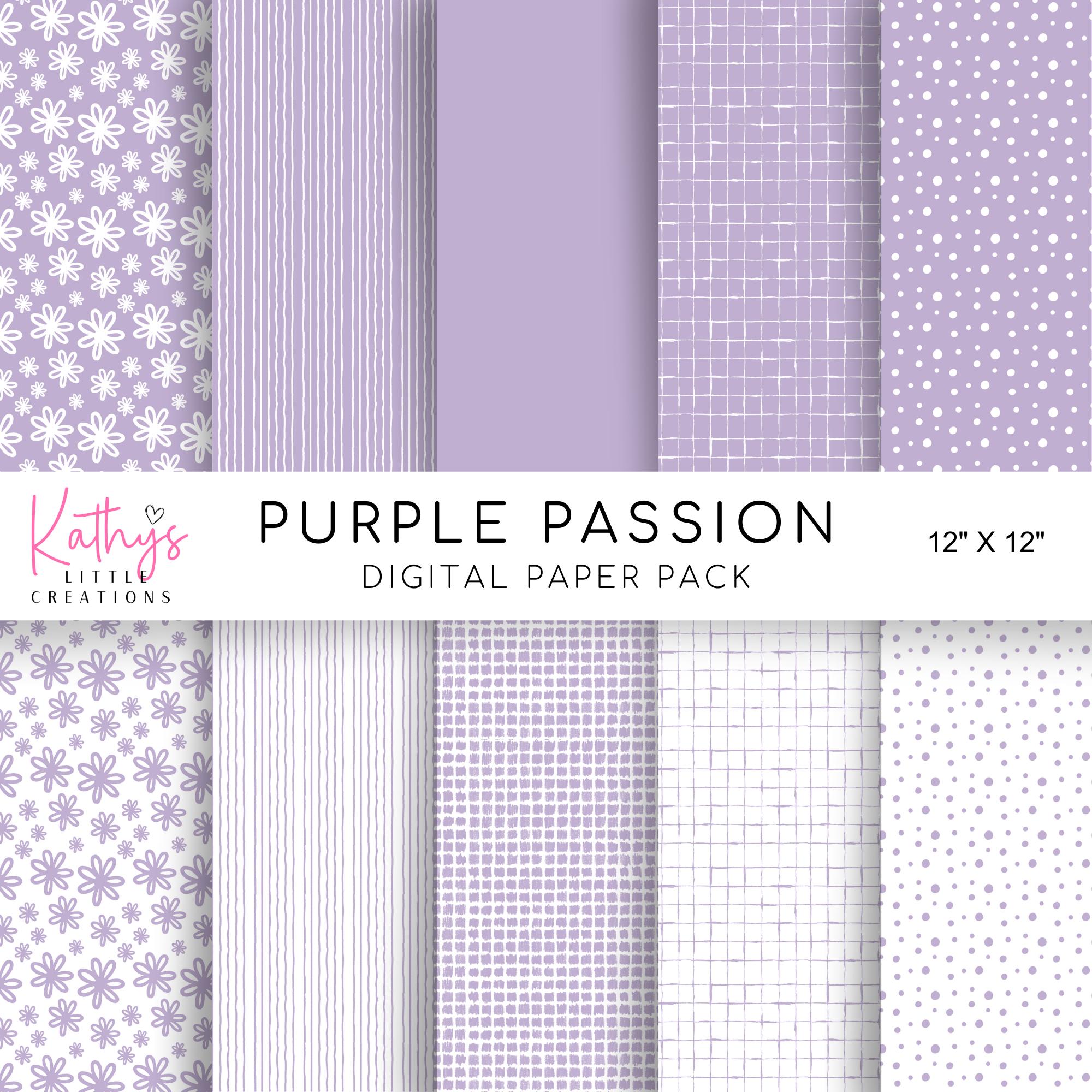 Purple Pastel Floral Digital Printable Paper Dots Stripes and Squares ...