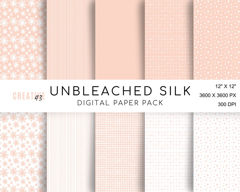 Unbleached Silk Digital Paper Set 10 X Digital Papers, Backgrounds ...