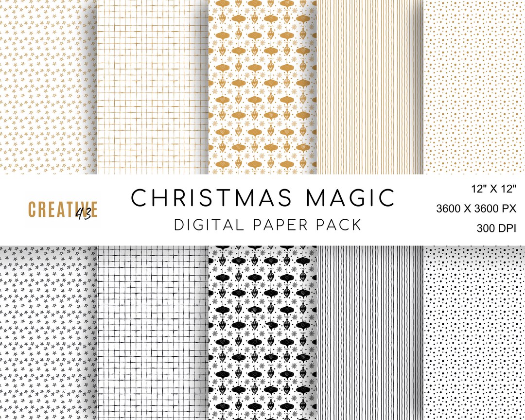Christmas Magic Paper Set 10 X Digital Papers, Backgrounds, Printable ...