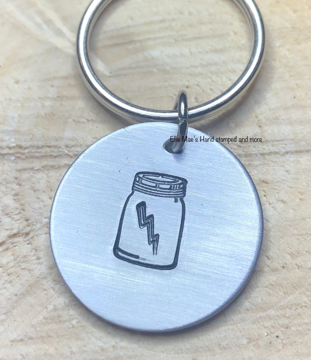 Moonshine/white Lightning Mason Jar Hand Stamped Keychain - Etsy