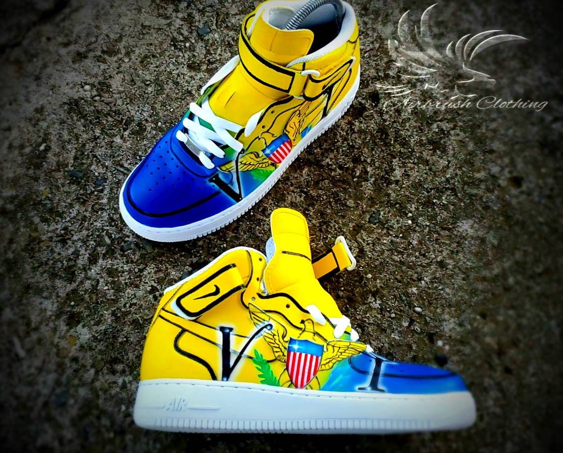 Custom Handpainted Vi Eagle Nike AF1'S Mids - Etsy