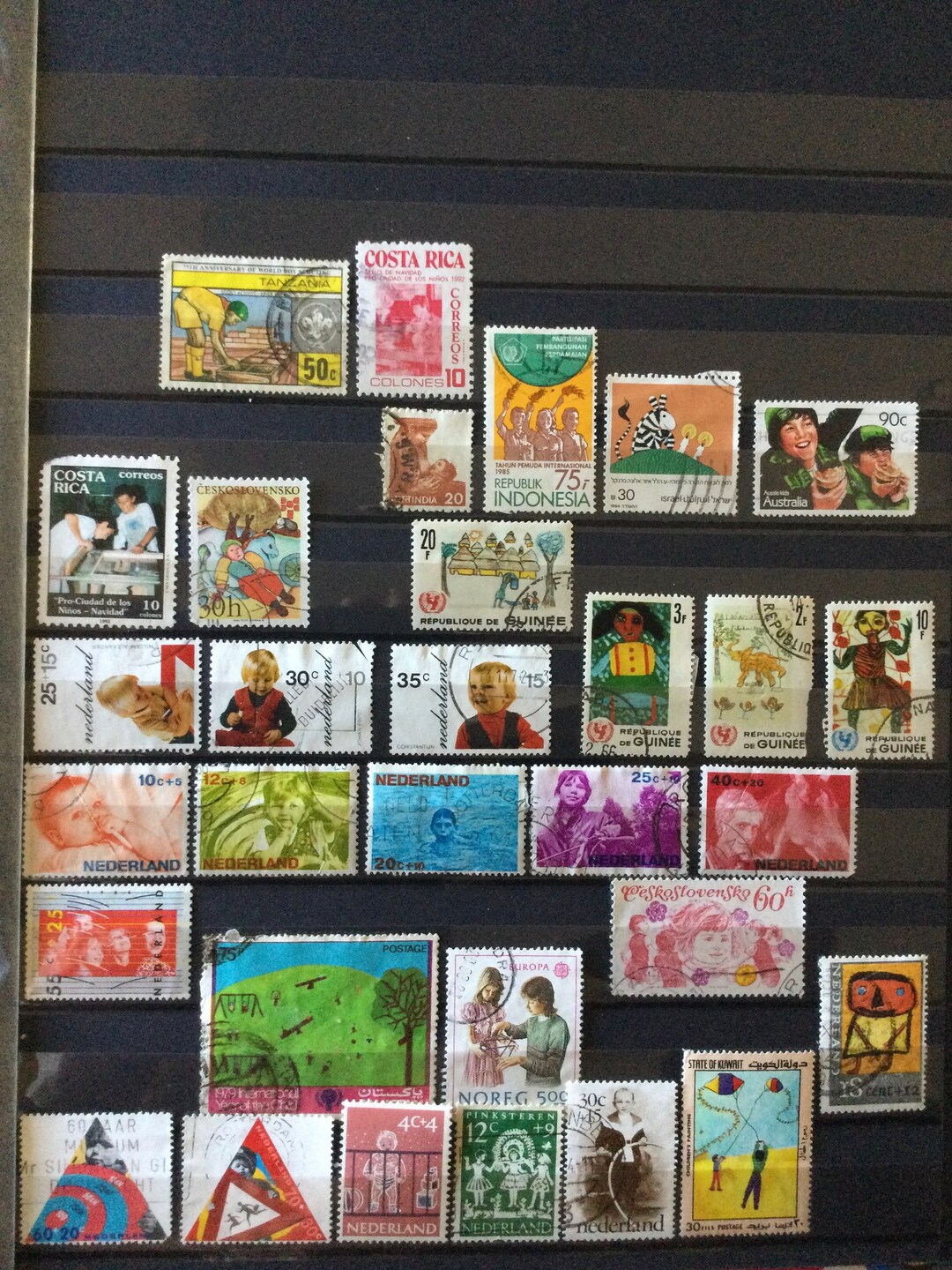 Collection of Vintage Postage Stamps Depicting Children and Childhood ...