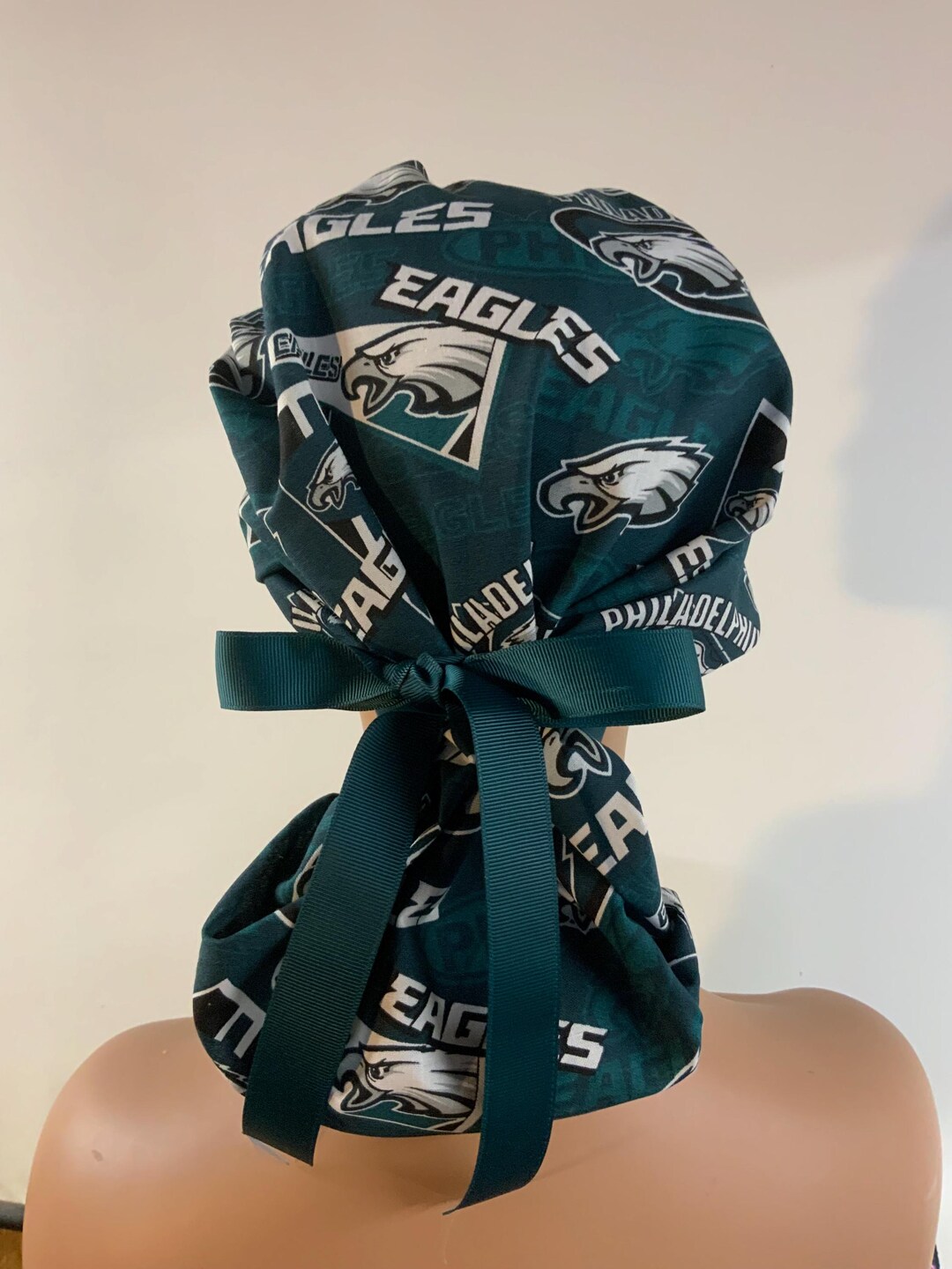 Philadelphia Eagles Bouffant Ponytail Scrub Hat With Toggle - Etsy