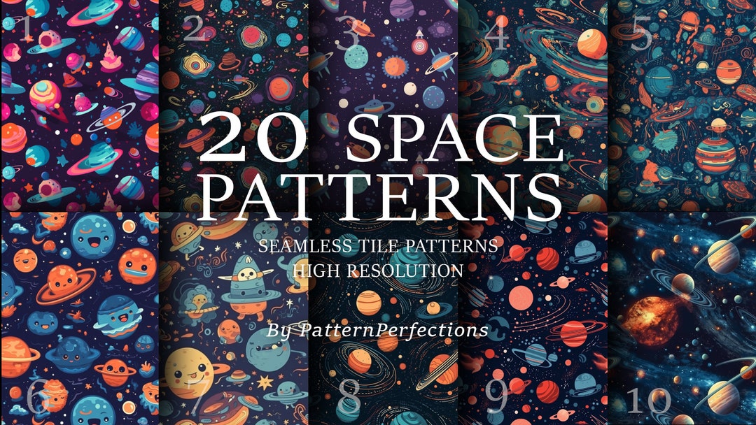 Galaxy Digital Paper Pack: Seamless Outer Space Patterns, Cosmic Night ...