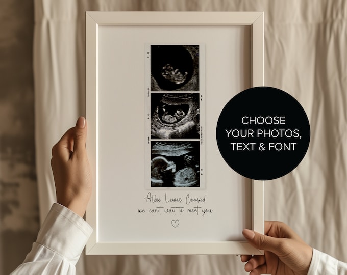 FRAMED Watercolour Baby Scan Print Art, Baby Scan Frame, Baby Shower ...