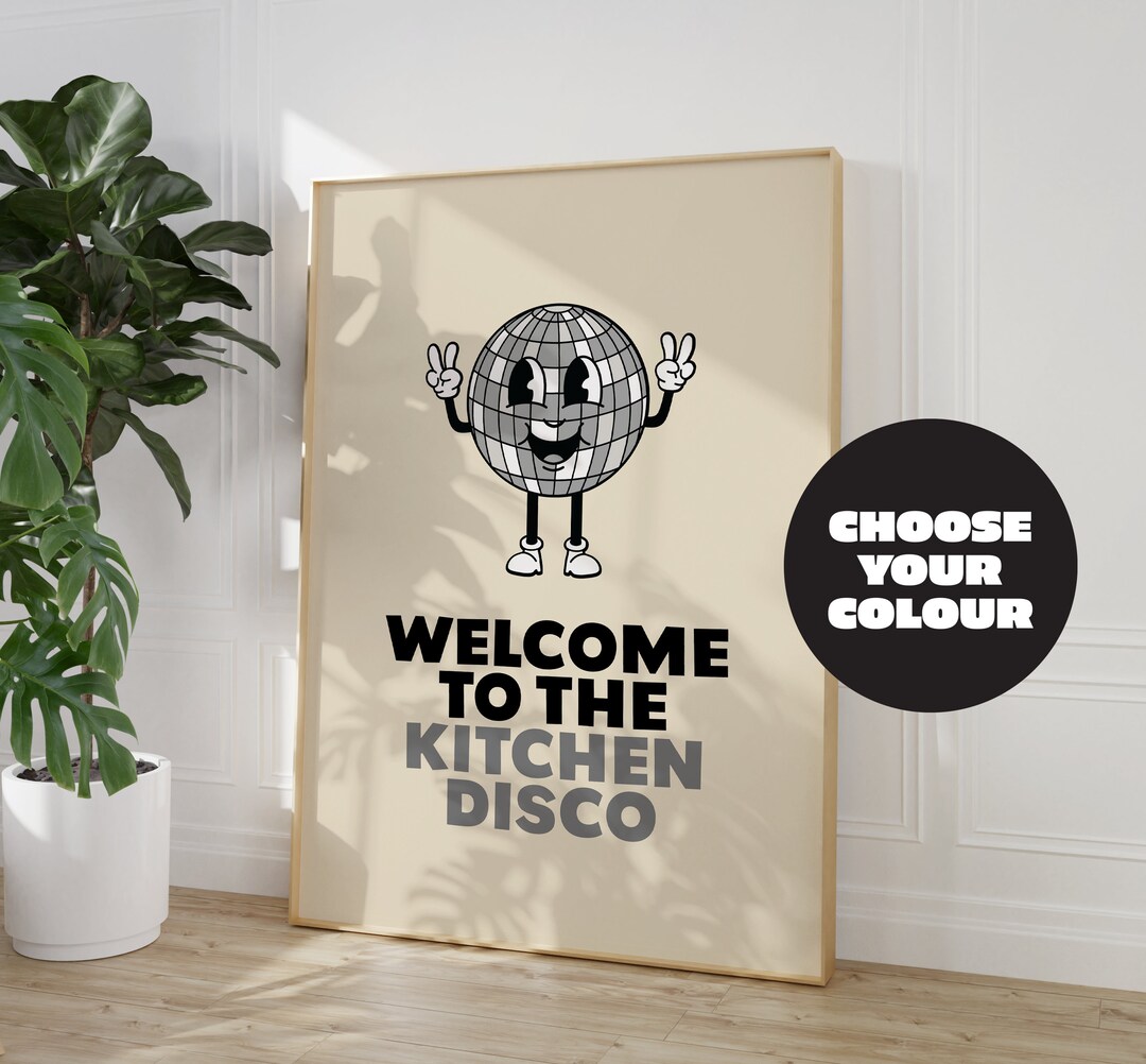 Kitchen Prints, Y2K Print Retro Style Wall Art, Kitchen Disco Print ...