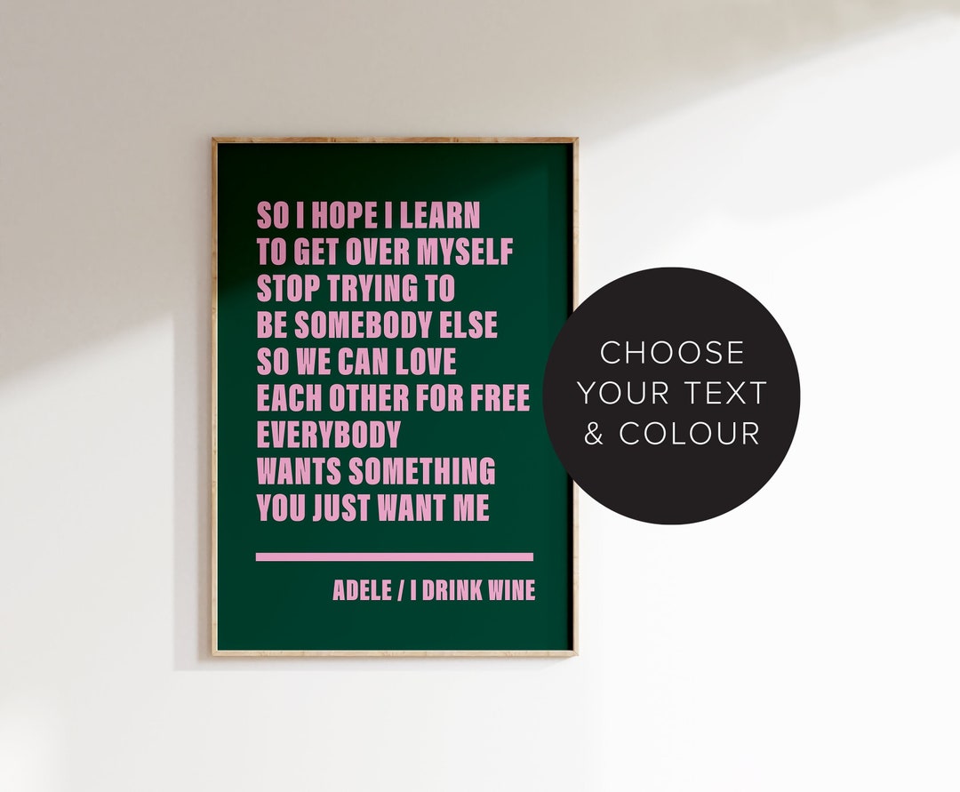 Custom Song Lyrics Poster, Song Lyrics Print, Personalised Music Prints ...