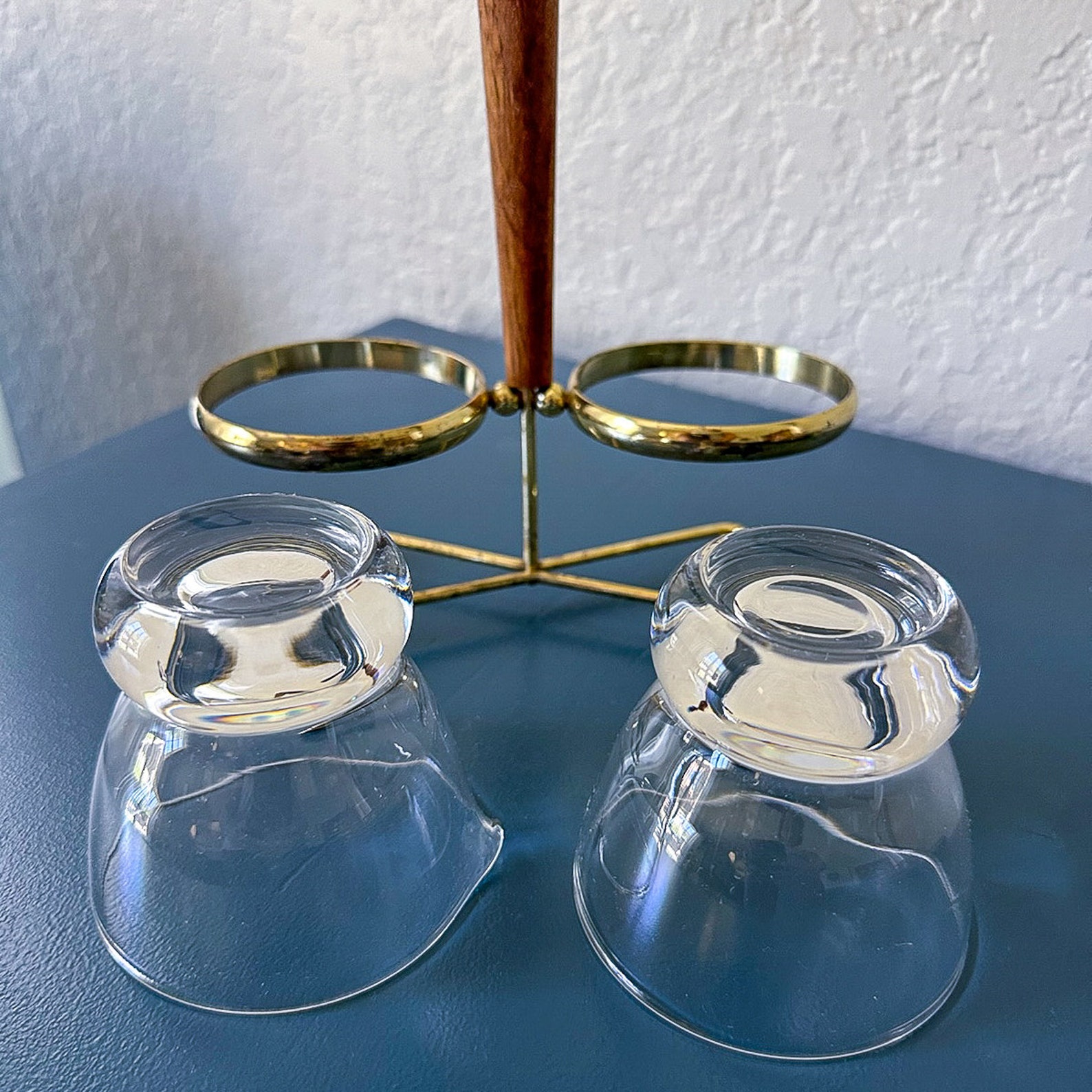 Brass and Wood MCM Cream & Sugar Caddy - Etsy