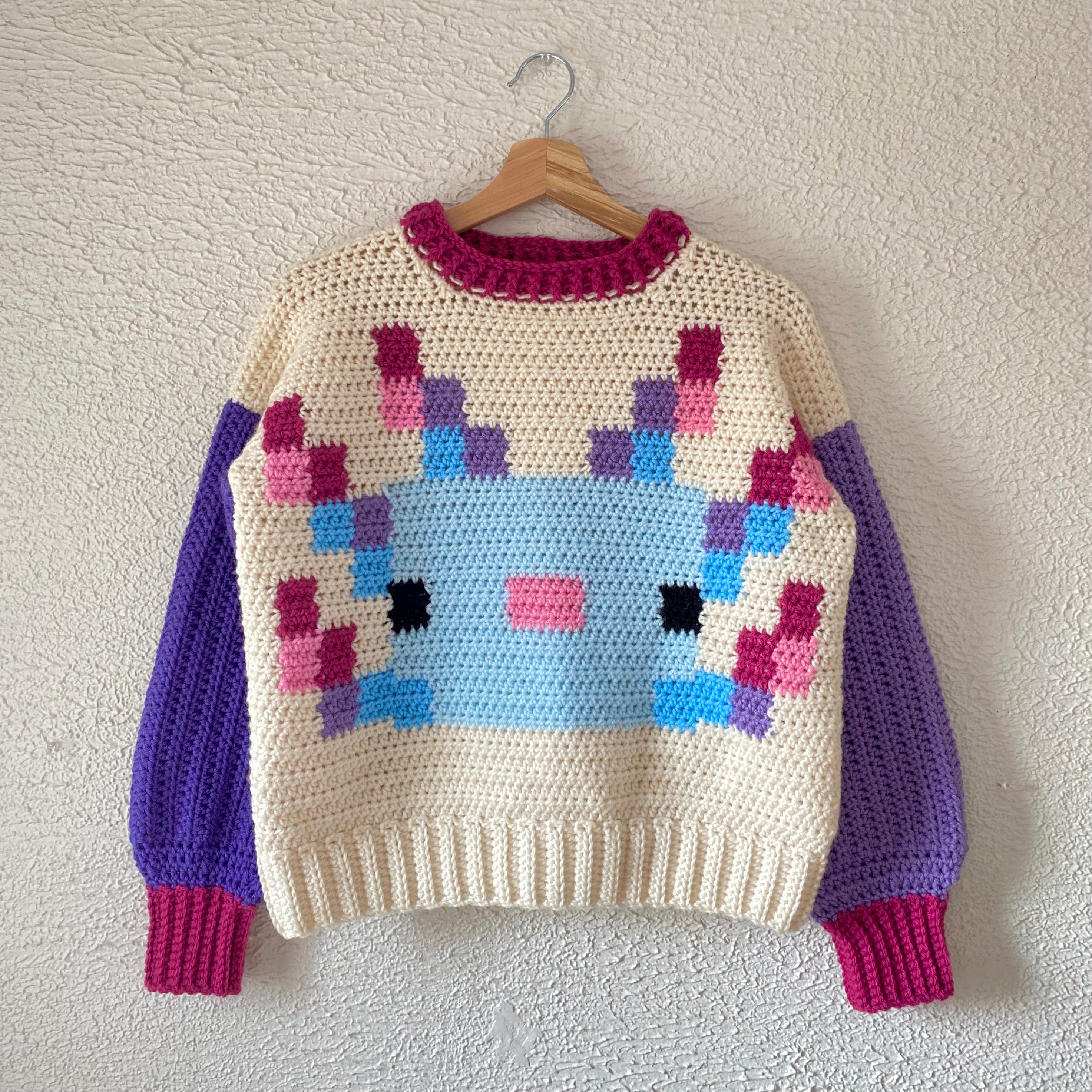 Pixel Axolotl Sweater Crochet Pattern | Etsy Australia