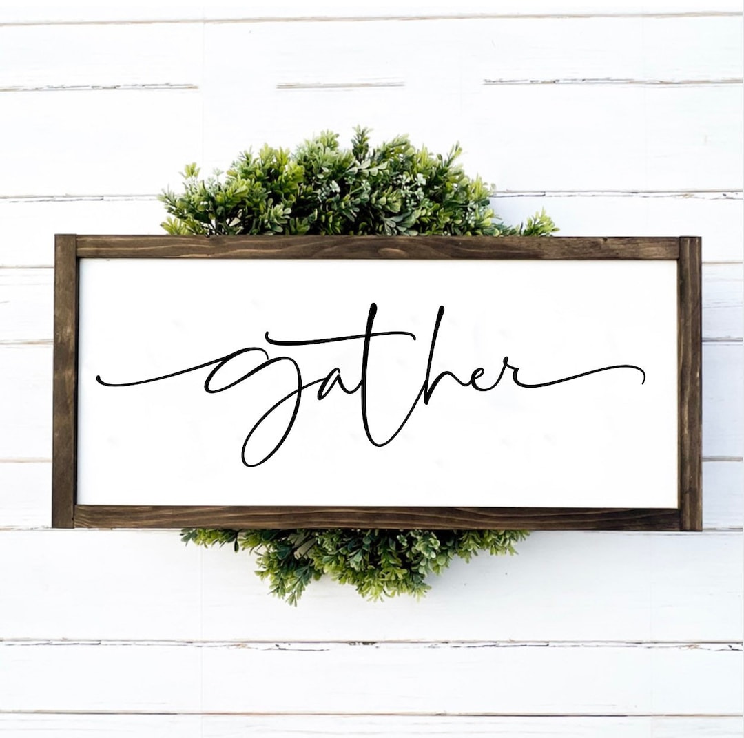 Gather Farmhouse Wood Sign, Dining Room Sign, Dining Room Wall Decor ...
