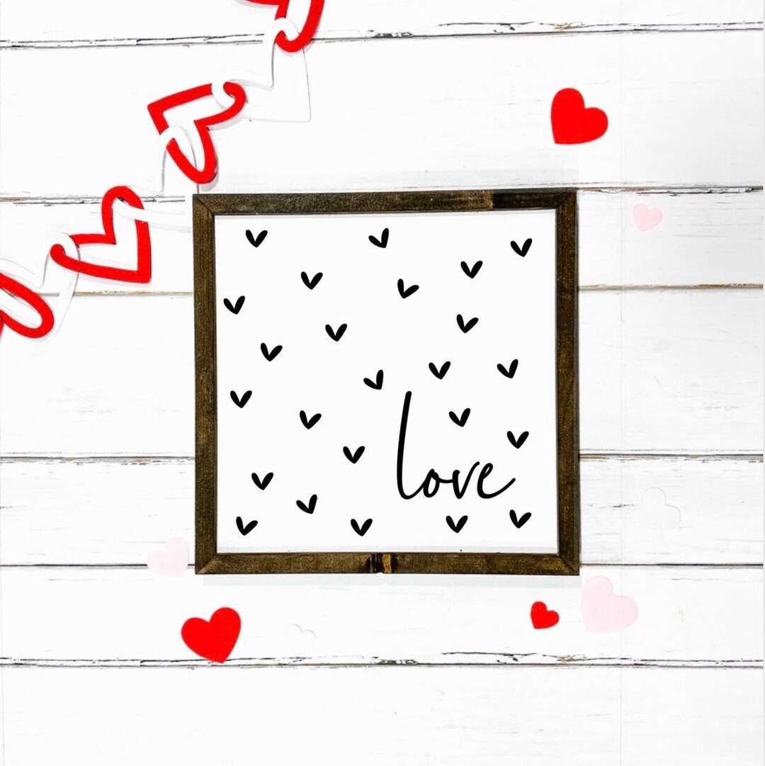 Heart Love Wood Sign, Valentine’s Day Decor, Valentine's Day Wood Sign ...