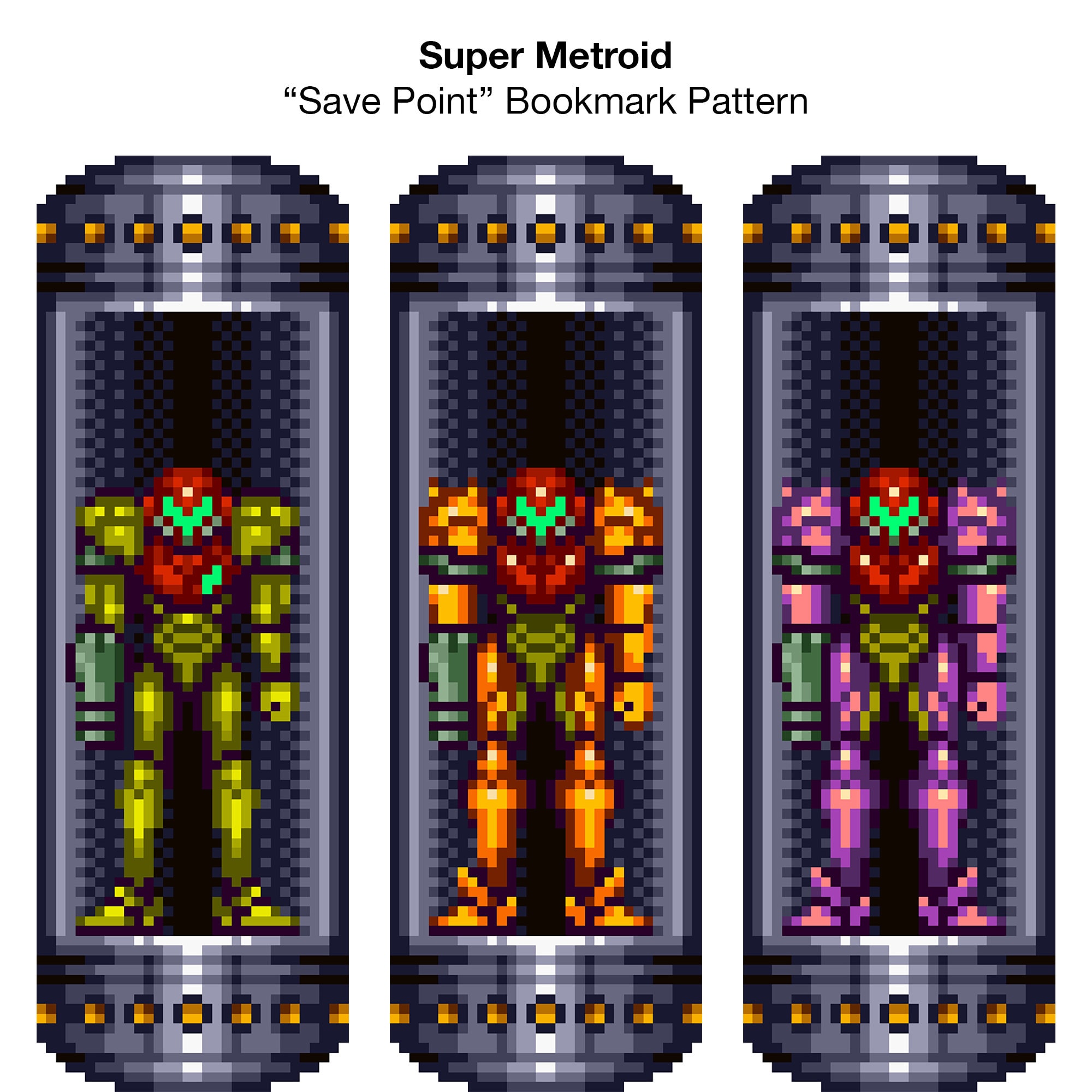Super Metroid Samus "save Room" Bookmark Cross Stitch 3 Patterns - Etsy