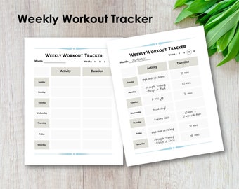 Weekly Workout Tracker Planner Page, Exercise Planner, Weekly Exercise ...