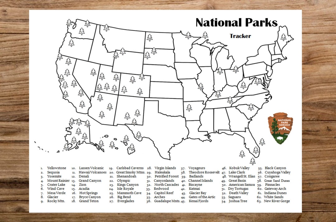 2024 Updated National Park Map Visit Tracker, Color Tracker, Travel Log ...