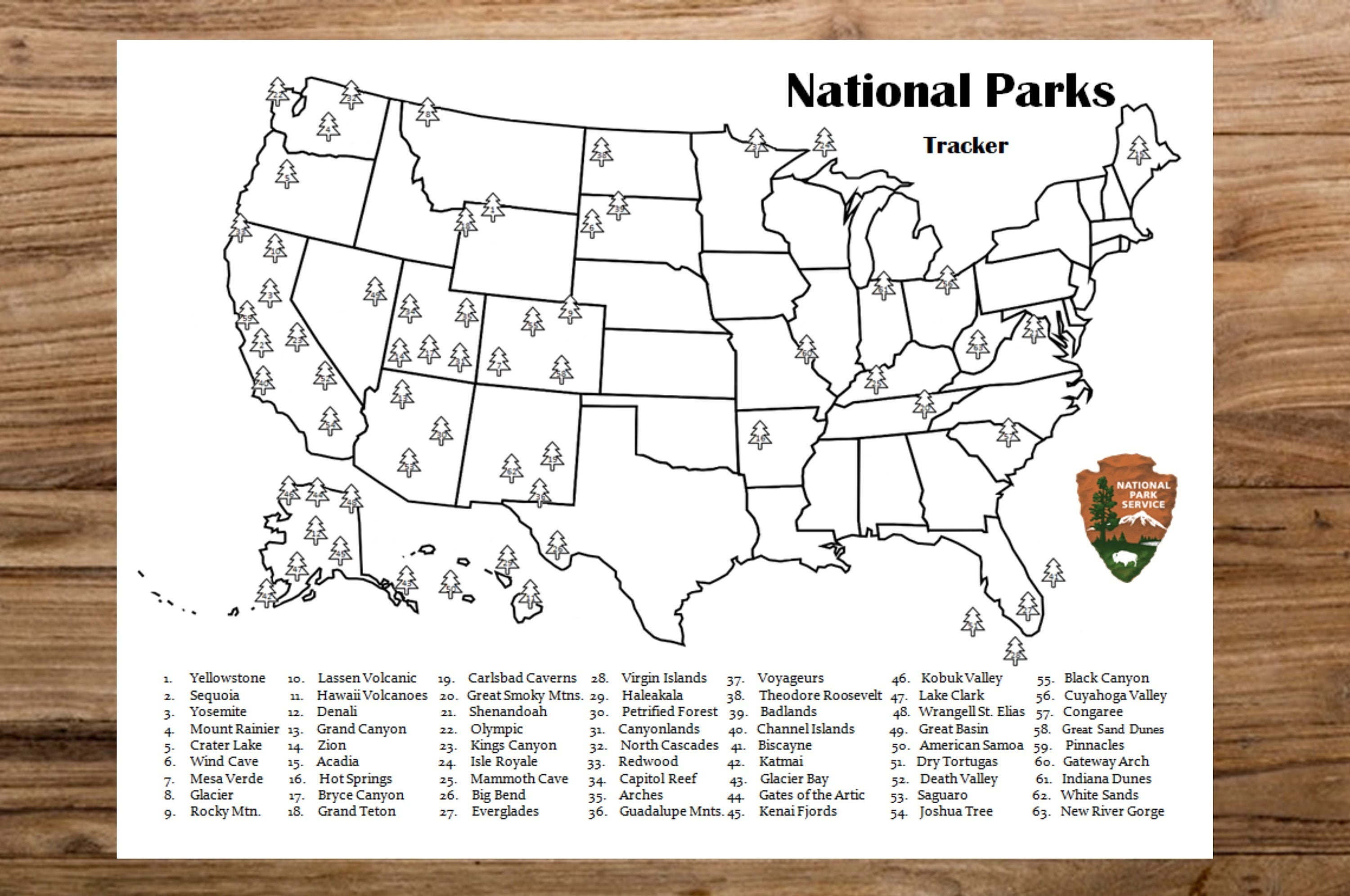 2024 Updated National Park Map Visit Tracker, Color Tracker, Travel Log ...