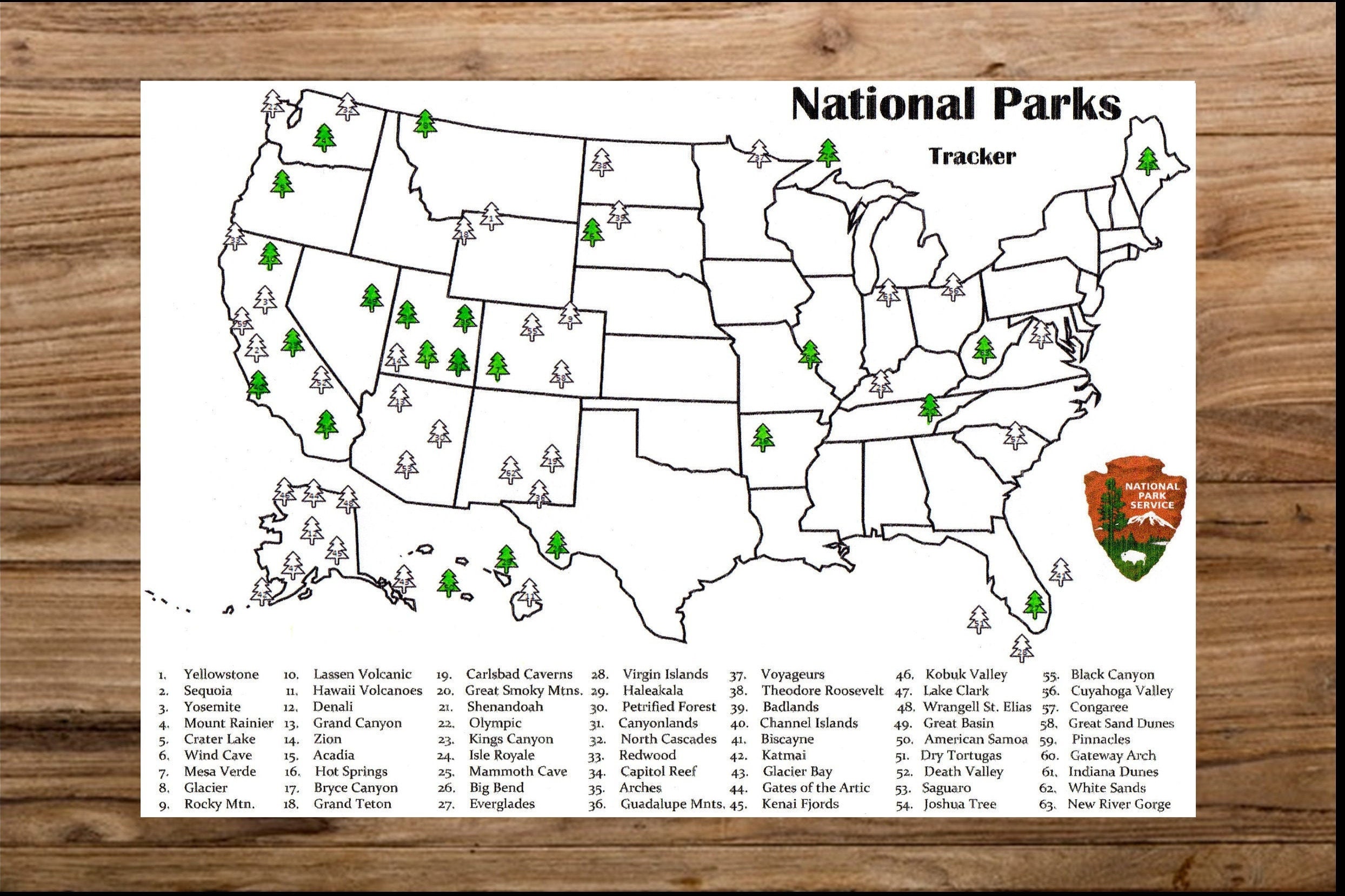 2024 Updated National Park Map Visit Tracker, Color Tracker, Travel Log ...