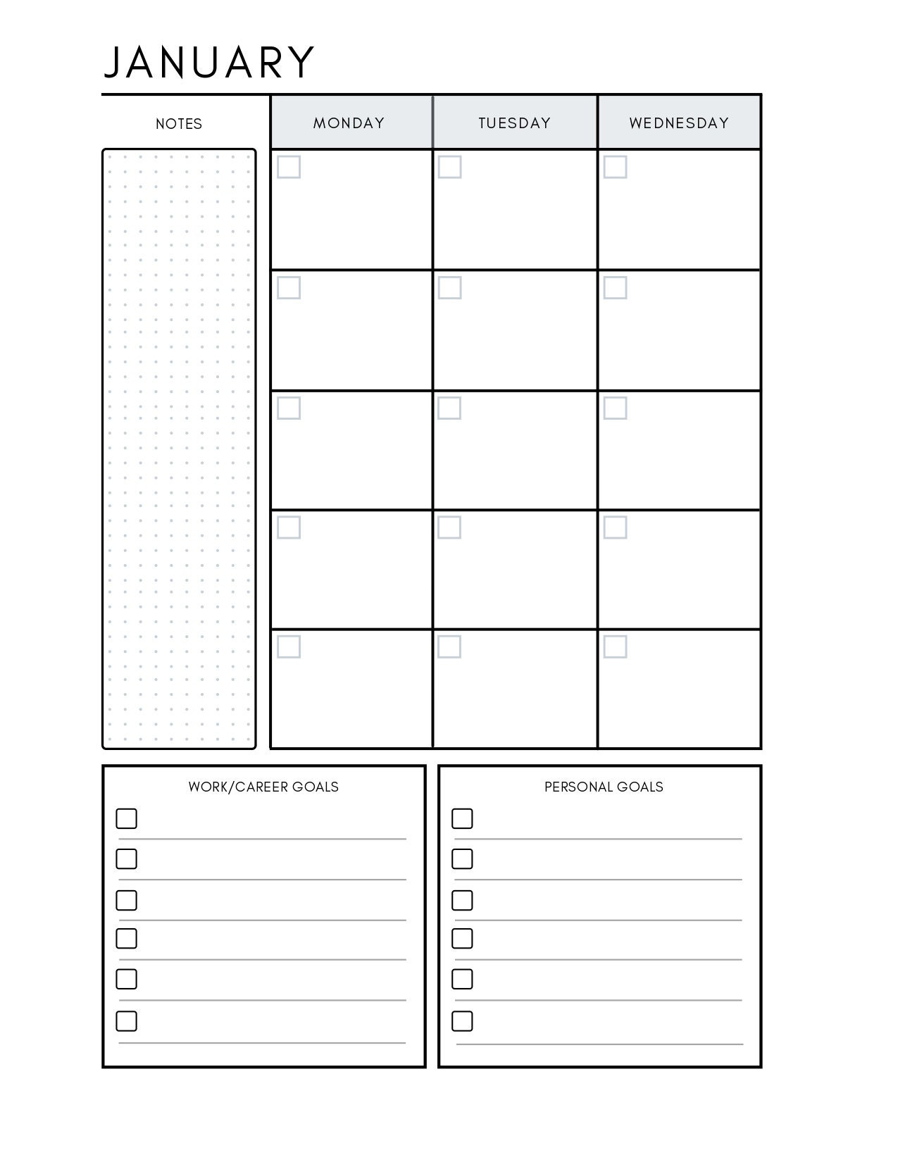 Productivity Calendar Goal Setting Planner, Leather Refillable Monthly ...