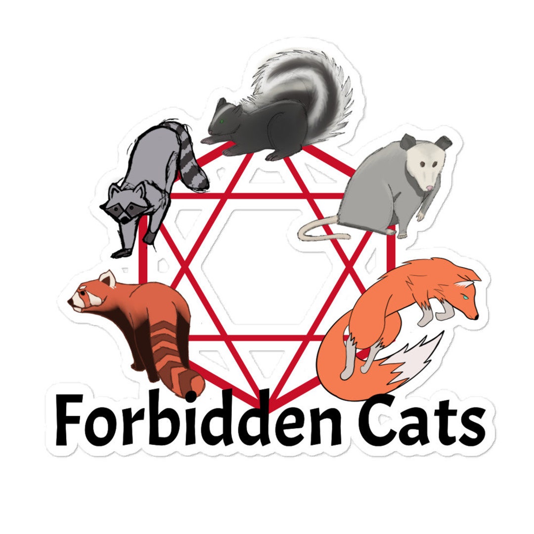 Forbidden Cats Sticker Meme Sticker Trash Panda Sticker Red - Etsy