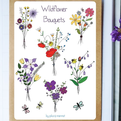 Small Wildflower Stickers Floral Bullet Journal Stickers | Etsy
