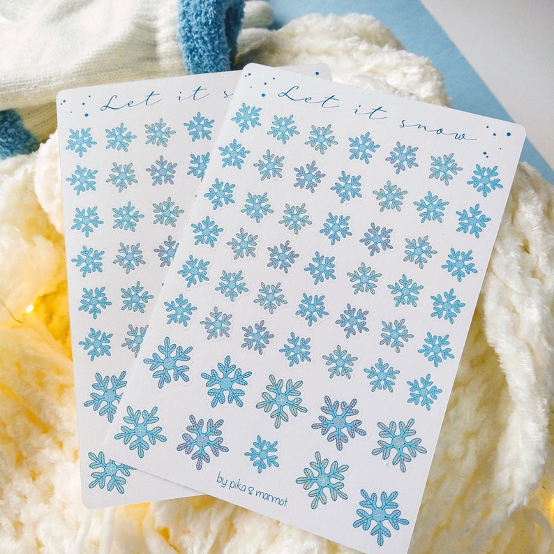 Snowflake Stickers Snow Stickers Winter Sticker Sheet | Etsy