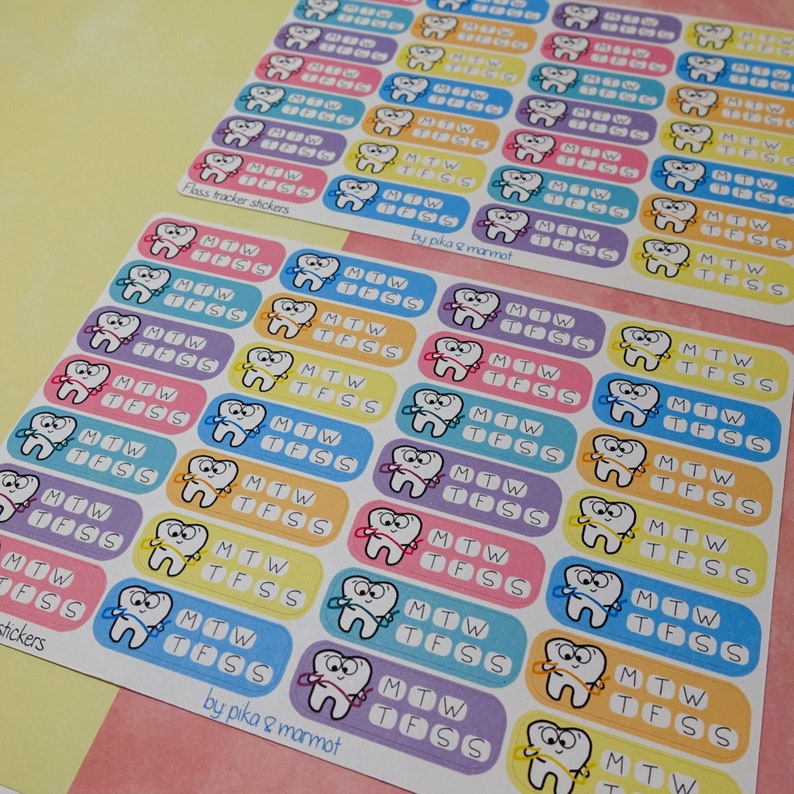 Floss Stickers Dental Sticker Habit Tracker Stickers Floss | Etsy