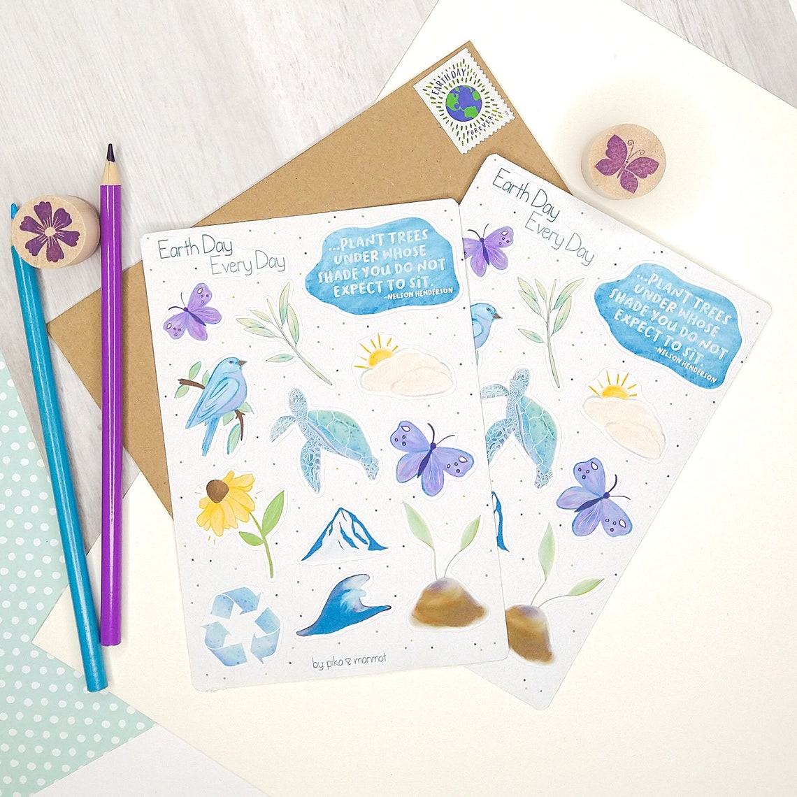 Nature Sticker Sheet Earth Day Stickers Earth Day Gifts | Etsy