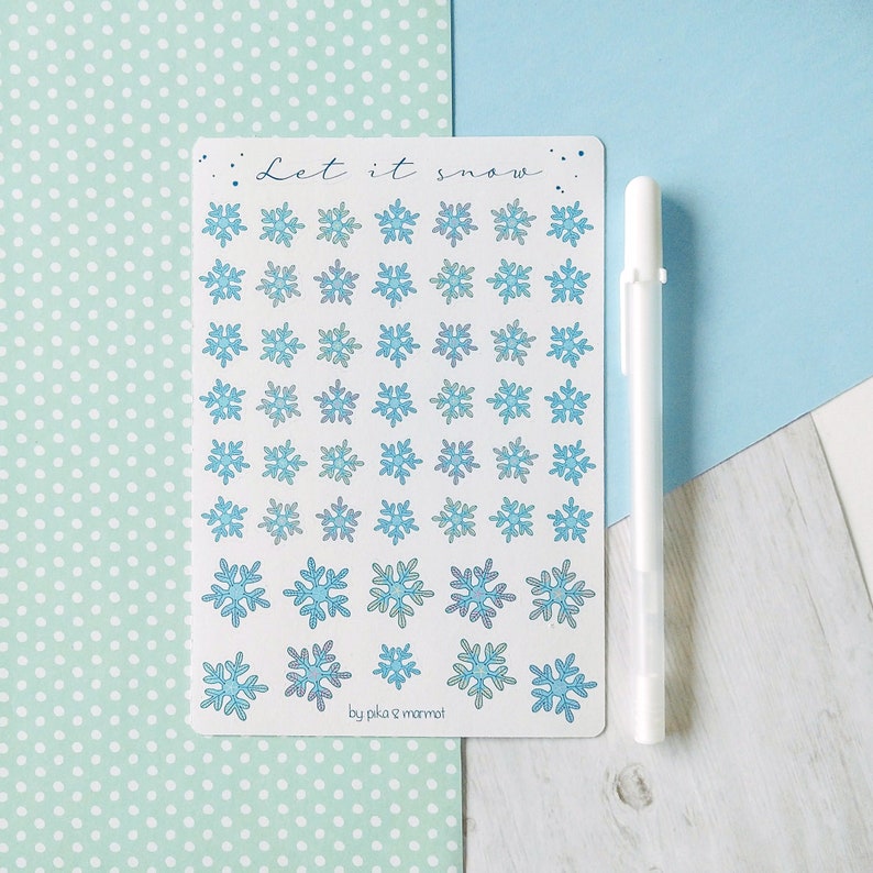 Snowflake Stickers Snow Stickers Winter Sticker Sheet | Etsy