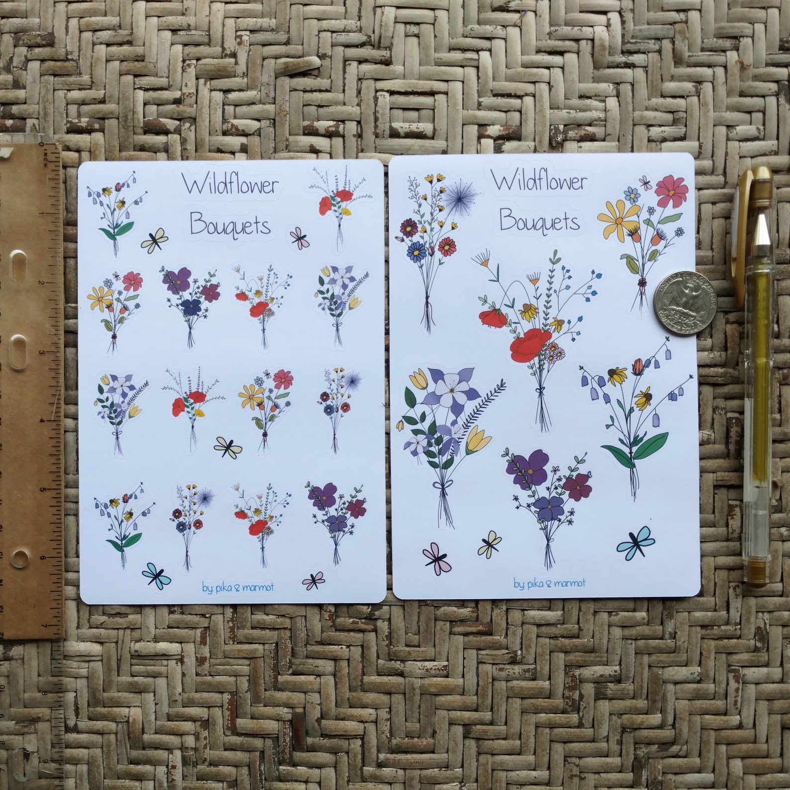 Small Wildflower Stickers, Floral Bullet Journal Stickers, Bouquet ...